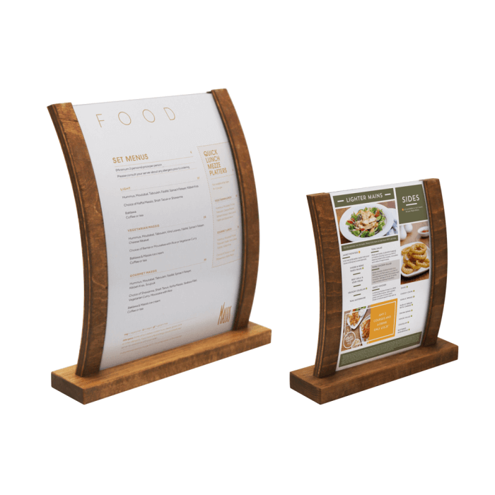 Curved Wooden Menu Sign Holder – VisualDisplays