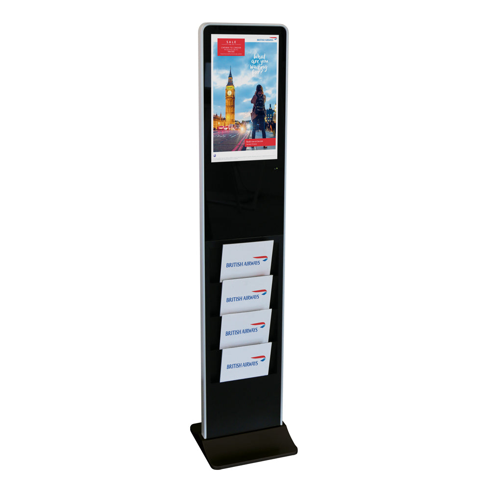 Freestanding Digital Signage with Brochure Holder – VisualDisplays